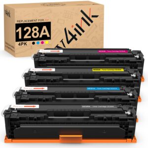 v4ink remanufactured toner cartridge replacement for hp 128a ce320a ce321a ce322a ce323a toner kcmy for use with hp color cp1525n cp1525nw cm1415fn cm1415fnw printer