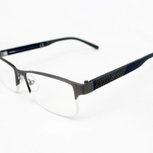 FosterGrant Ironman IronFlex IM1001 Men's Reading Glasses Semi Rimless Gun (Blue, 1.25)