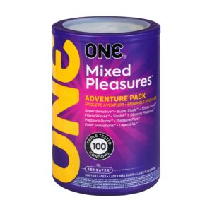 one condoms mixed pleasures | variety latex condom pack 100 pack