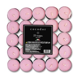 COCODOR Scented Tealight Candles/Tea Rose / 25 Pack / 4-5 Hour Extended Burn Time/Made in Italy, Cotton Wick, Scented Home Deco, Fragrance, Mother's day