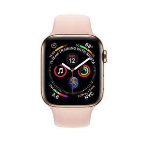 apple watch series 4 (gps + cellular, 40mm) - gold stainless steel case with pink sand sport band (renewed)