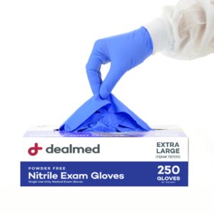 dealmed nitrile medical grade exam gloves, 3.0 mm, latex free, disposable gloves for hospitals, law enforcement, first response, blue (medium, 300 ct.)