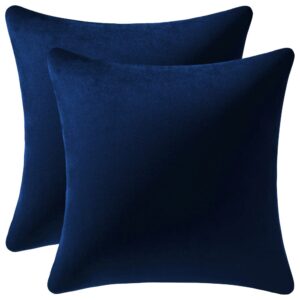 dezene couch pillow cases 18x18 navy: 2 pack cozy soft velvet square throw pillow covers for farmhouse home decor