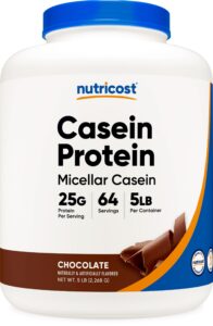 nutricost casein protein powder 5lb chocolate - micellar casein, gluten free, non-gmo