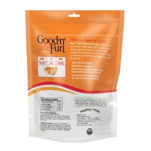 Good'n'Fun Triple Flavor Chips, Dog Chew Treats, Premium Chicken and Beef Hide Treats for Dogs, 4 oz