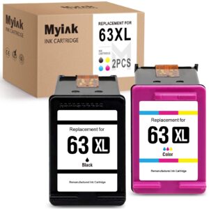 myink remanufactured ink cartridge replacement for hp 63 xl 63xl 1 black 1 color, 2 pack fit printer 4520 5255 3830 5258 4650 1112 4655 3630 3631 4652 4512 3632