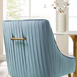 Modway Discern Pleated Back Upholstered Performance Velvet Dining Chair, Light Blue