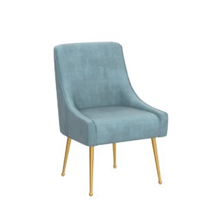 Modway Discern Pleated Back Upholstered Performance Velvet Dining Chair, Light Blue