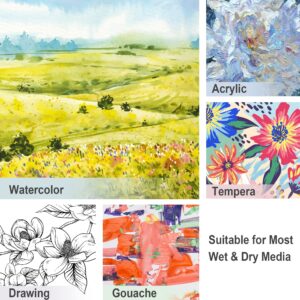 PHOENIX Watercolor Canvas Panels 9x12 Inch, 6 Pack - 8 Oz Triple Primed 100% Cotton Acid Free Canvases for Painting, Blank Flat Canvas Boards for Watercolor, Acrylic, Gouache & Tempera Painting