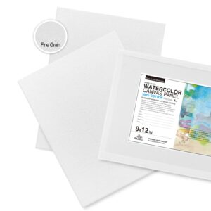 PHOENIX Watercolor Canvas Panels 9x12 Inch, 6 Pack - 8 Oz Triple Primed 100% Cotton Acid Free Canvases for Painting, Blank Flat Canvas Boards for Watercolor, Acrylic, Gouache & Tempera Painting