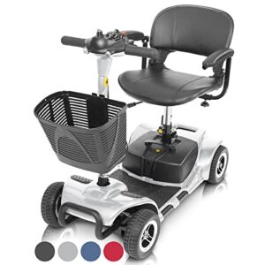 vive 4 wheel mobility scooter - electric powered wheelchair device - compact heavy duty mobile for travel, adults, elderly - long range power extended battery with charger and basket included