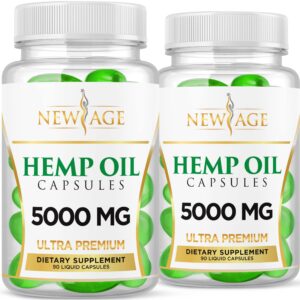 hemp oil capsules pills - 2 pack - 5000 hemp oil capsules - made in the usa - maximum value - rich in omega 3,6,& 9