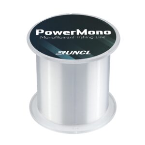 runcl powermono fishing line, monofilament fishing line - ultimate strength, shock absorber, suspend in water, knot friendly - mono fishing line (clear, 30lb(13.6kgs), 300yds)