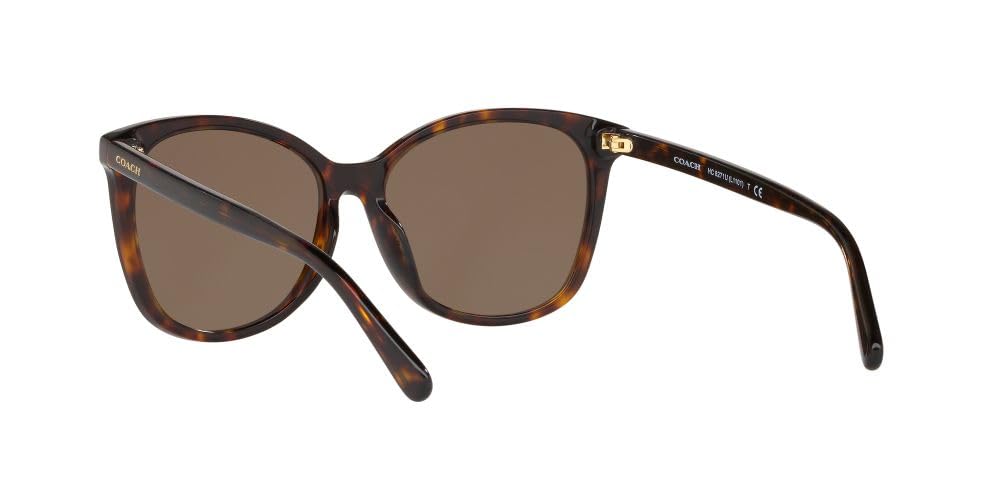 Coach HC8271U Universal Fit Sunglasses, Dark Tortoise/Dark Brown, 57 mm