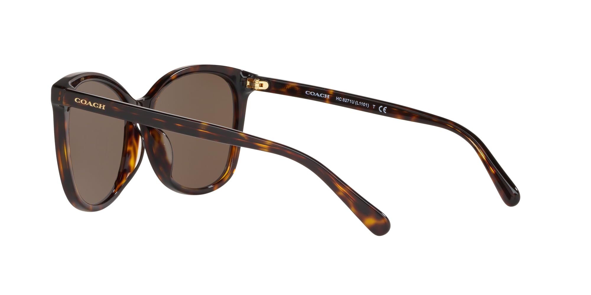 Coach HC8271U Universal Fit Sunglasses, Dark Tortoise/Dark Brown, 57 mm