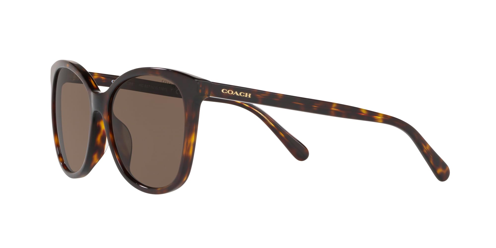 Coach HC8271U Universal Fit Sunglasses, Dark Tortoise/Dark Brown, 57 mm