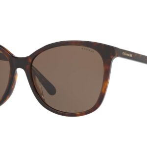 Coach HC8271U Universal Fit Sunglasses, Dark Tortoise/Dark Brown, 57 mm