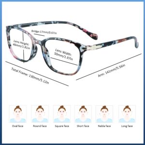 VisionGlobal Blue Light Blocking Glasses for Women, Anti Eyestrain, Computer Reading, TV Glasses, Stylish Square Frame, Anti Glare(+2.00 Magnification)