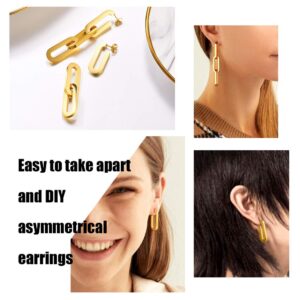 Oversize Statement Earrings Fashion 18K Gold Plated Long Dangle Square Hoop Earring Asymmetrical Earrings for Women