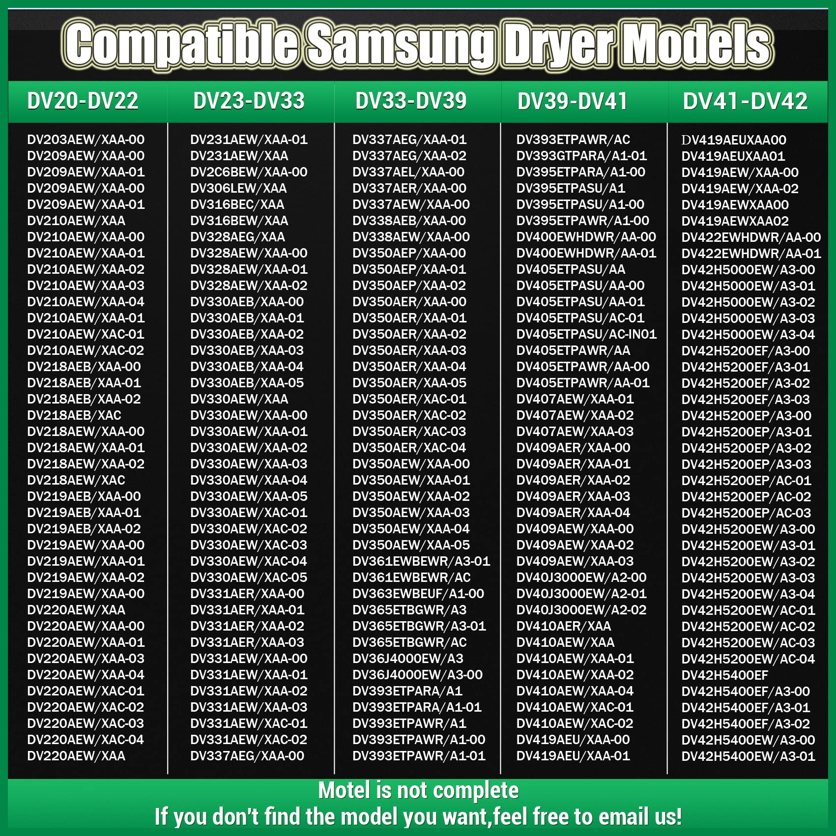 Dryer Heating Element DC47-00019A for Samsung Dv45h7000ew/a2 Dv40j3000ew/a2 Dv42h5000ew/a3 Dve50m7450w/a3 Dv48h7400ew/a2 Dryer Heater Element, DC96-00887A & DC47-00016A Fuse, DC47-00018A Thermostat