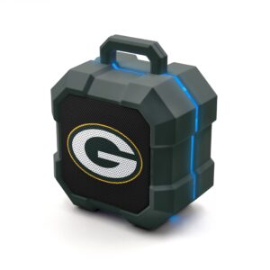 soar nfl shockbox led wireless bluetooth speaker, green bay packers