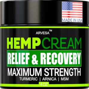 natural hemp cream for joints, back, neck, elbows with hemp + turmeric + arnica | natural hemp oil extract gel - made in the usa - 4 fl oz