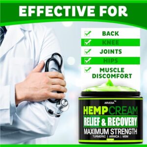 Natural Hemp Cream for Joints, Back, Neck, Elbows with Hemp + Turmeric + Arnica | Natural Hemp Oil Extract Gel - Made in The USA - 4 fl oz