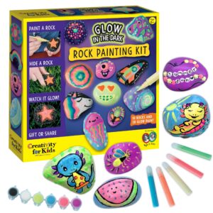 creativity for kids glow in the dark rock painting kit: crafts for kids ages 6-8+, painting rocks arts and crafts, kids gift