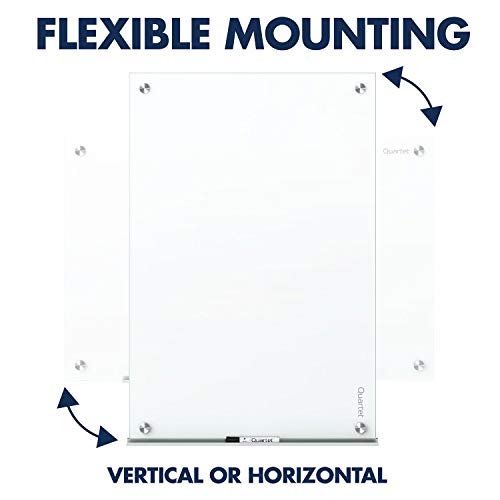 Quartet Magnetic Glass Dry Erase White Board, 6' x 4' Whiteboard, Frameless, Brilliance White High Contrast White Glass (G27248W)