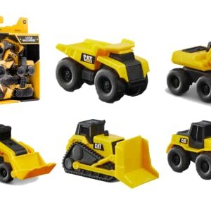 CAT Construction Toys, Little Machines 5pk Truck Toy Set, Includes Dump Truck, Front Loader, Bulldozer, Backhoe, and Excavator Vehicles with Moving Parts, Cake Toppers Ages 3+