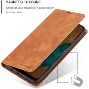 QLTYPRI Samsung Galaxy A40 Case, Premium PU Leather Cover TPU Bumper with Card Holder Kickstand Hidden Magnetic Adsorption Shockproof Flip Wallet Case for Samsung Galaxy A40 - Brown