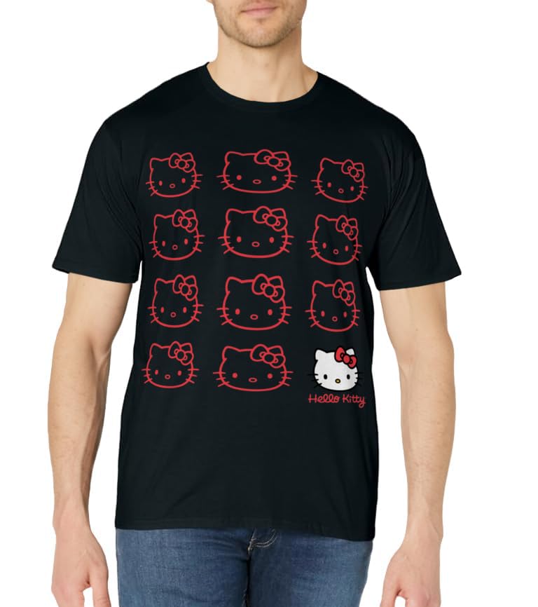 Hello Kitty Classic Fit T-Shirt - Adult Black Crew Neck Cotton/Polyester Short Sleeve