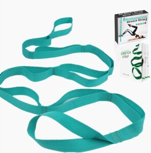 scotamalone stretching strap yoga strap physical therapy for home workout, exercise, pilates and gymnastics with exercise book 10 loops non-elastic stretch bands with aesthetic packaging for women & men