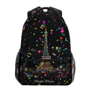 alaza night paris eifel tower colorful polka dot stylish large backpack personalized laptop ipad tablet travel school bag with multiple pockets for men women college