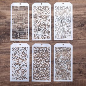 diy decorative stencil template for scrapbooking painting on wall furniture crafts,set of 6 (tree grain)