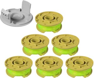 eyoloty ac80rl3 11ft 0.080" replacement trimmer spool for ryobi one plus 18v 24v and 40v cordless trimmers line refills weed wacker auto-feed twist single line parts(6 spool,1cap)