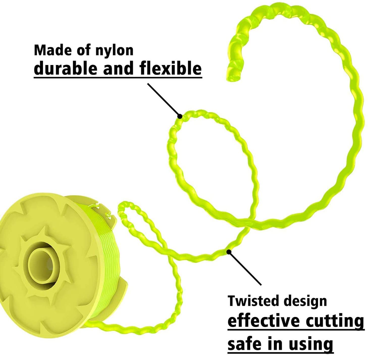 Eyoloty AC80RL3 11ft 0.080" Replacement Trimmer Spool for Ryobi One Plus 18v 24v and 40v Cordless Trimmers Line Refills Weed Wacker Auto-Feed Twist Single Line Parts(6 Spool,1Cap)