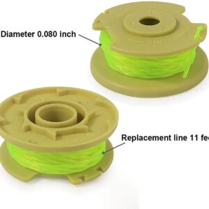 Eyoloty AC80RL3 11ft 0.080" Replacement Trimmer Spool for Ryobi One Plus 18v 24v and 40v Cordless Trimmers Line Refills Weed Wacker Auto-Feed Twist Single Line Parts(6 Spool,1Cap)