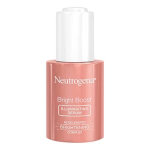 neutrogena bright boost illuminating face serum with neoglucosamine & turmeric extract for even skin tone, resurfacing serum for face to reduce dark spots & hyperpigmentation, 1 fl oz