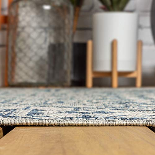 JONATHAN Y SMB105B-3 Estrella Bohemian Medallion Textured Weave Navy/Gray 3 ft. x 5 ft. Indoor/Outdoor Area Rug Coastal, Traditional, Transitional, Perfect for Backyard, Patio, Porch