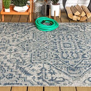 JONATHAN Y SMB105B-3 Estrella Bohemian Medallion Textured Weave Navy/Gray 3 ft. x 5 ft. Indoor/Outdoor Area Rug Coastal, Traditional, Transitional, Perfect for Backyard, Patio, Porch