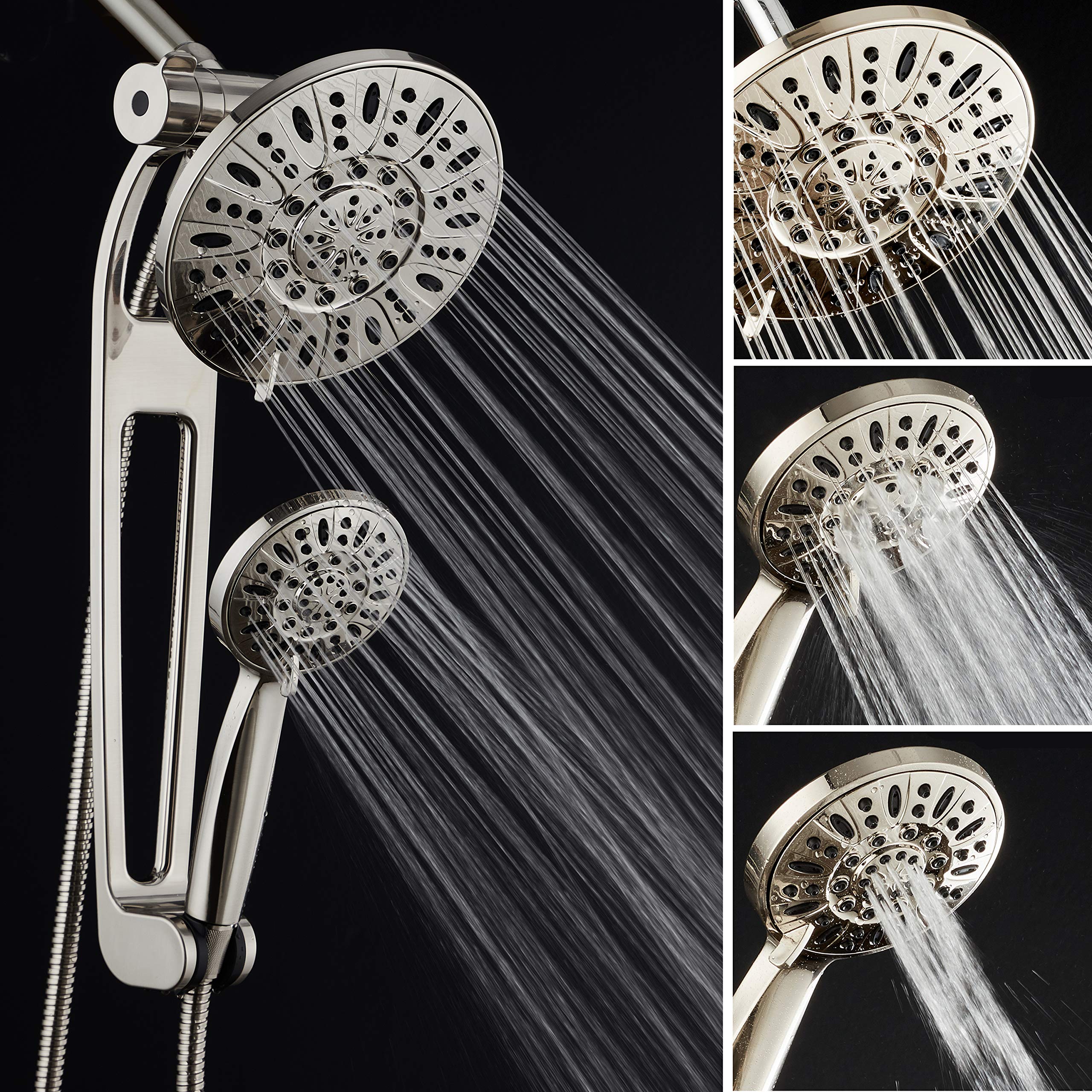 AquaDance High-Pressure 48-Mode 3-Way Shower Spa Combo with Adjustable 18-Inch Extension Arm, Brushed Nickel