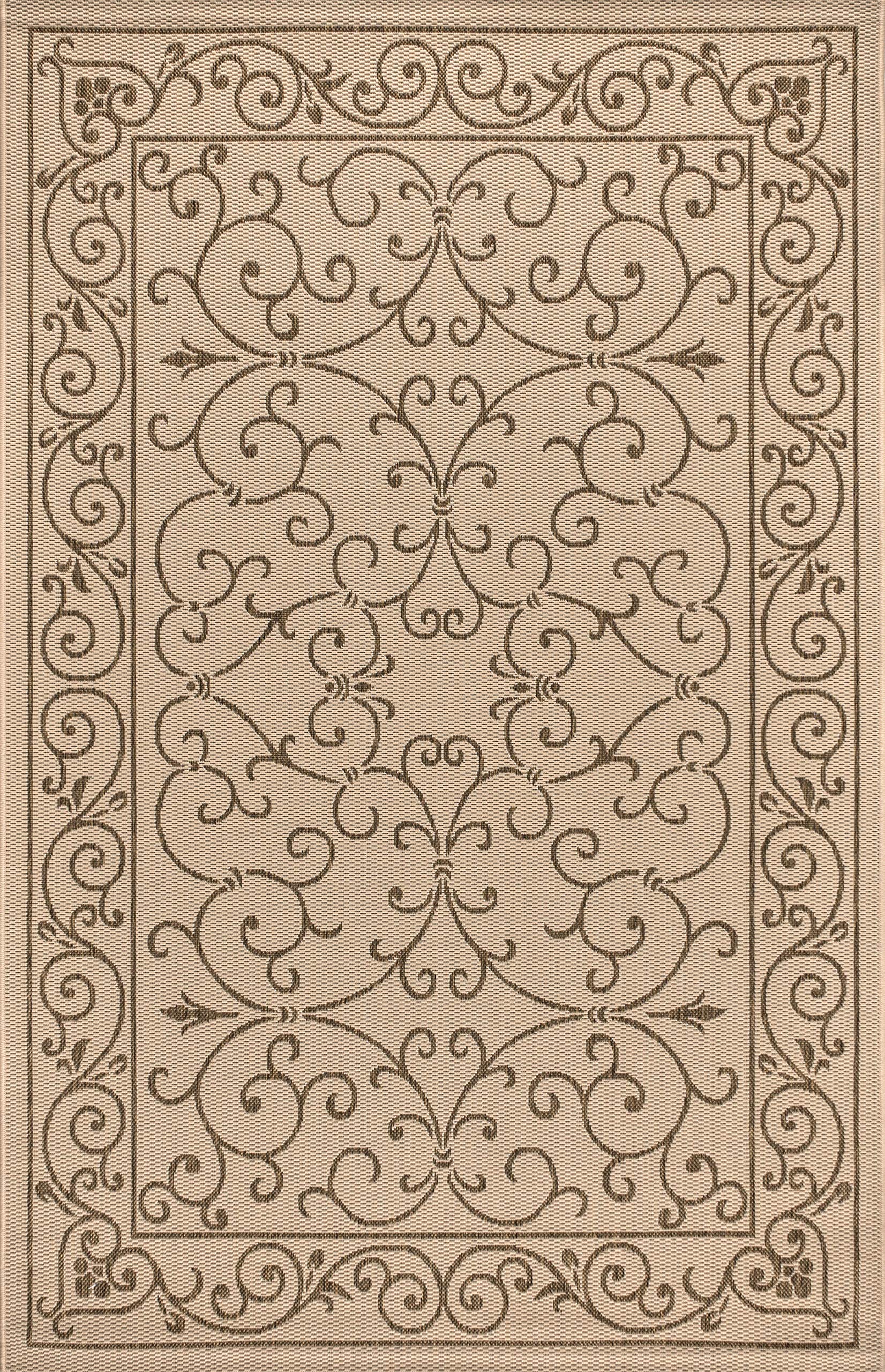 JONATHAN Y SMB106A-8 Charleston Vintage Filigree Textured Weave Indoor Outdoor Area Rug Classic Coastal Easy Cleaning Bedroom Kitchen Backyard Patio Non Shedding, 8 X 10, Beige/Brown