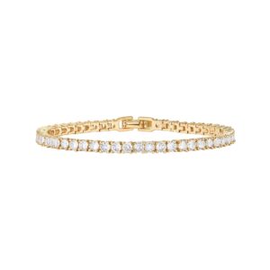 pavoi 14k gold plated 3mm cubic zirconia classic tennis bracelet | gold bracelets for women | size 6.5-7.5 inch