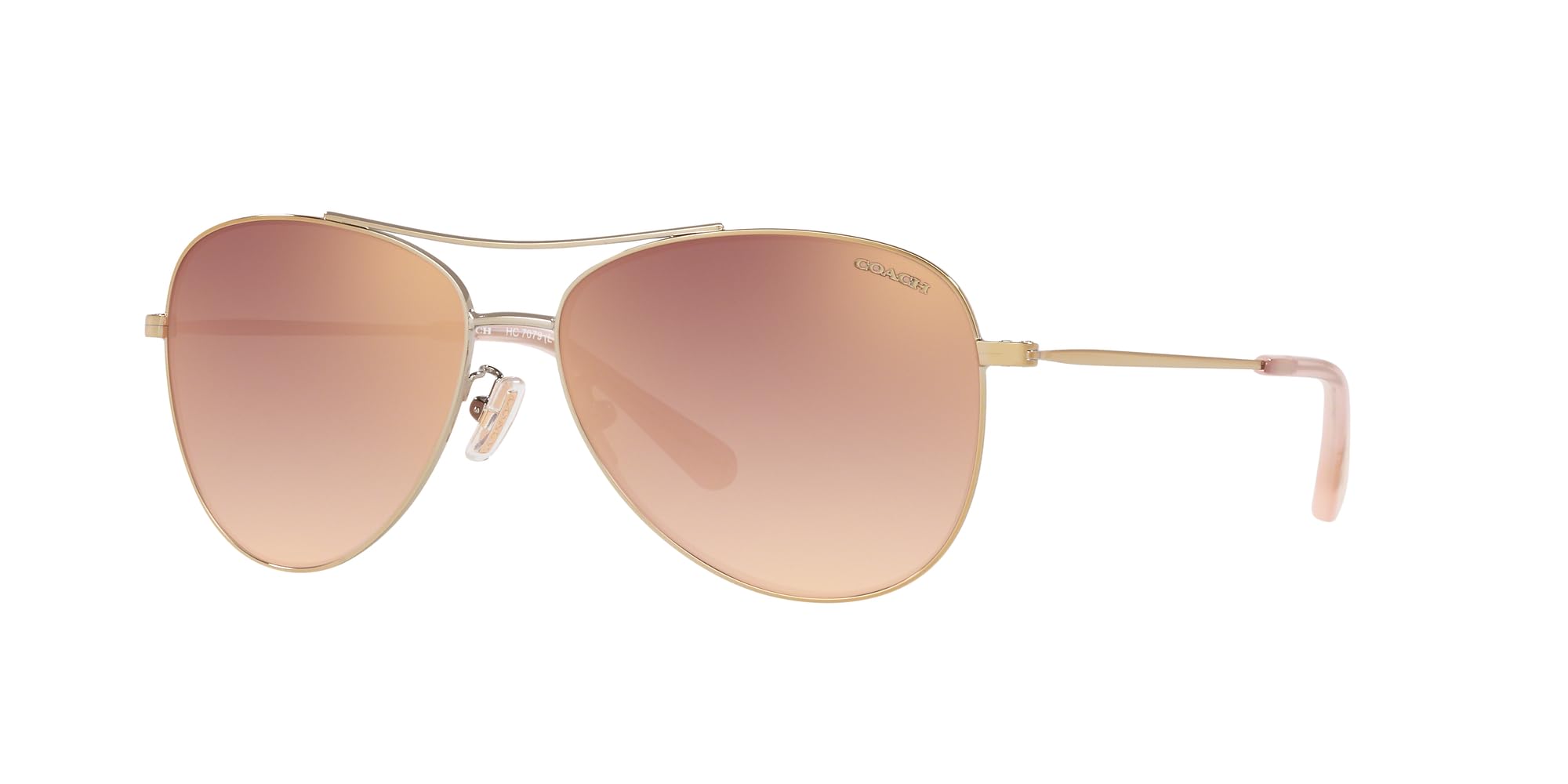 Coach HC7079 Sunglasses, Light Gold/Rose Gold Gradient Mirrored, 58 mm