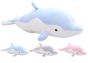 cosgoo soft dolphin plush hugging pillow cute dolphin stuffed animal plushies dolphin doll toy kids stuffy animie dolphin plush toys for birthday, valentine, christmas... (blue)…