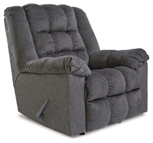 signature design by ashley drakestone tufted manual rocker recliner with lumber heat and massage, gray