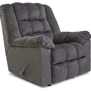 Signature Design by Ashley Drakestone Tufted Manual Rocker Recliner with Lumber Heat and Massage, Gray