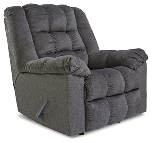 Signature Design by Ashley Drakestone Tufted Manual Rocker Recliner with Lumber Heat and Massage, Gray