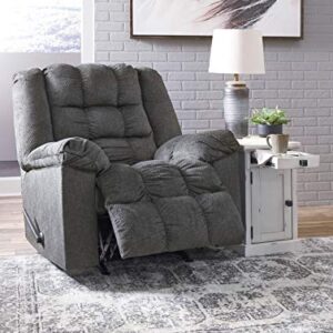 Signature Design by Ashley Drakestone Tufted Manual Rocker Recliner with Lumber Heat and Massage, Gray